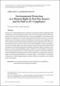 Environmental Protection as a Human Right in Post-War Kosovo and Its ...